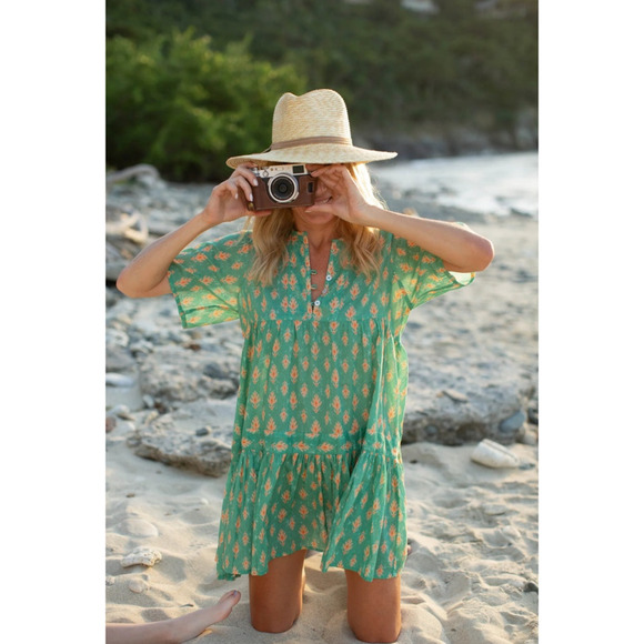 Marea | Dresses | Marea The Tiki Cover Up Teal Coral Size Small | Poshmark